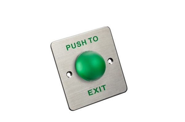 Nút EXIT : mặt bằng thép ko gỉ, nút thép, vỏ nút bằng thép